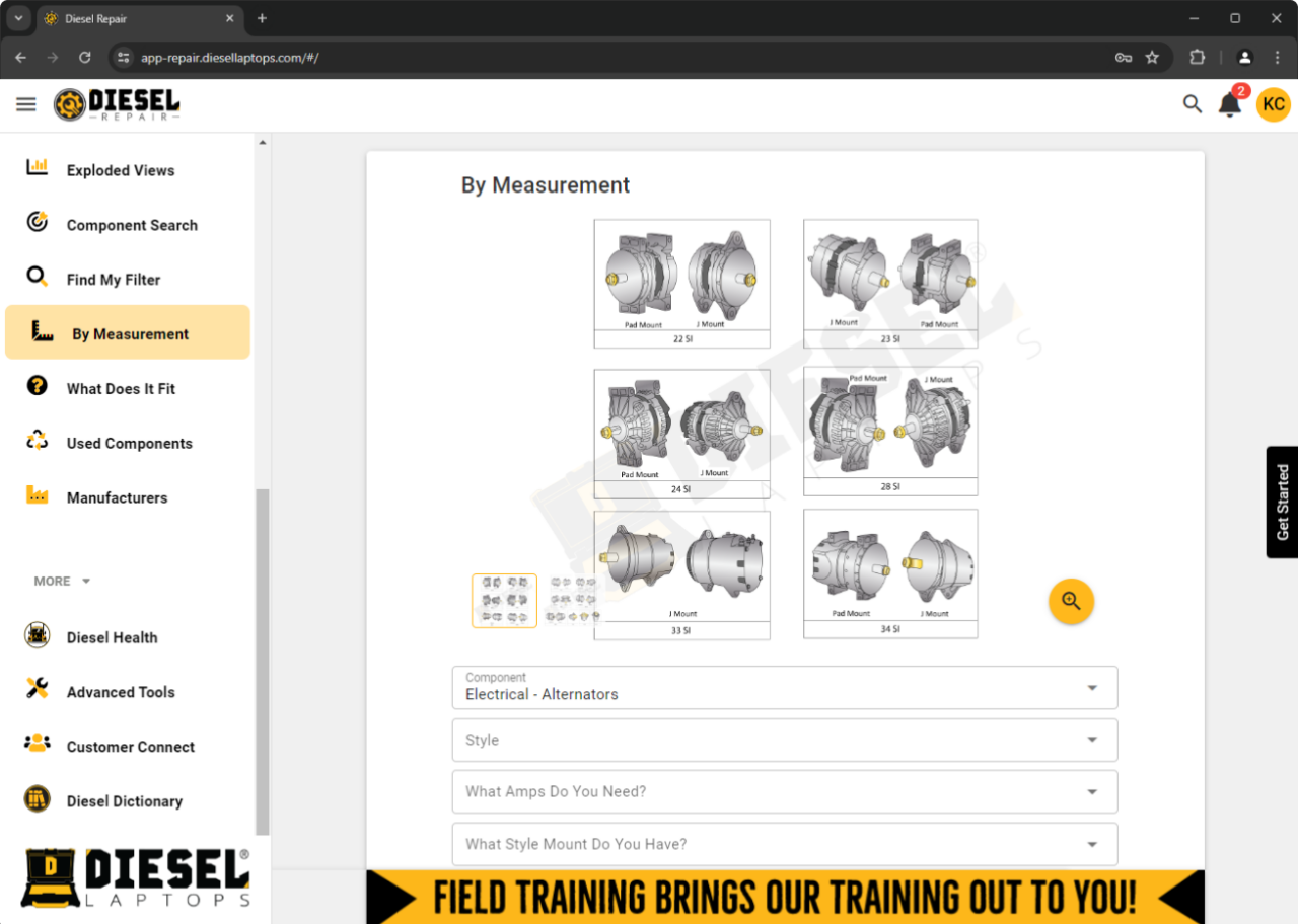 Find Parts By Measurement – Diesel Repair